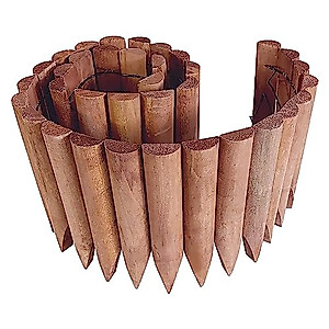 Worth Garden 3.5 Ft Wooden Short Fence Outdoor Landscape Edging Flexible Decorative Border - Tree Fence - Spring Garden & Yard Maintenance - 7.9'' H x 42'' L - (H:7.9'', Brown) - K619B04