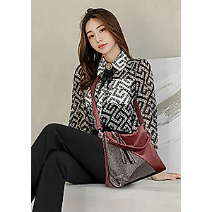 Women Shiny Rhinestone PU Leather Totes Hobo Bag Vintage Fashion Large Shoulder Bags Satchel Crossbody Bag