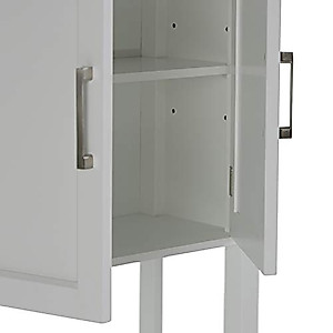 SIMPLIHOME Avington 67 inch H x 27 inch W Space Saver Bath Cabinet in Pure White with Storage Compartment and 1 shelf, for the Bathroom, Contemporary