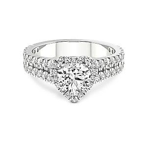 FRIENDLY DIAMONDS 2 Carat | IGI Certified Heart Shape Lab Grown Diamond Ring | 14K Or 18K in White, Yellow Or Rose Gold | Luna Split Shank Halo Diamond Ring | FG-VS1-VS2 Quality