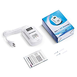 Combination Natural Gas and Carbon Monoxide Detector Plug in 2-in-1 Co Detector and Combustible Gas Detector,Propane,LPG,Gas Leak Detector for Kitchen/Home.