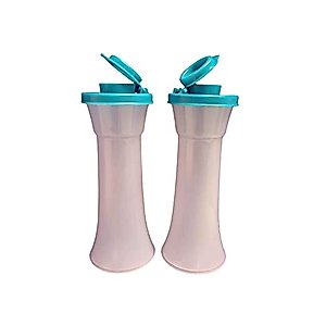Tupperware Large Hourglass Salt and Pepper Shaker Set Caribbean Sea Blue