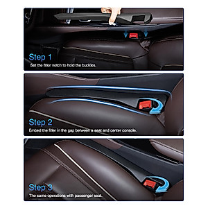 Homaupt Car Seat Gap Filler, 2 Pack PU Leather Fill The Gap Between Seat and Center Console, Seat Crevice Blocker Stop Things from Dropping, Universal Vehicle Interior Accessories for Car SUV Truck