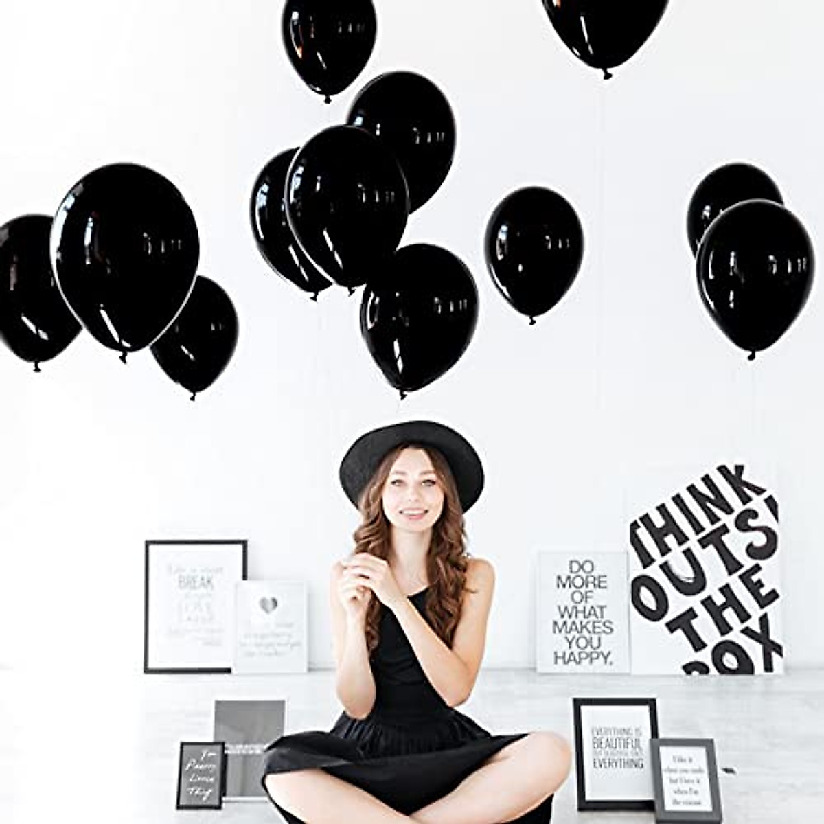 100PCS Black Balloons 12 Inches Latex Premium Quality Black Themed Balloons, Black Balloon for Birthday Party, Wedding Decorations, Baby Shower Graduation, and Graduation Decorations