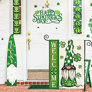 AVOIN colorlife Welcome St Patricks Day Garden Flag 12x18 Inch Double Sided, Leprechaun Gnome Shamrock Lucky Clover Holiday Yard Outdoor Flag
