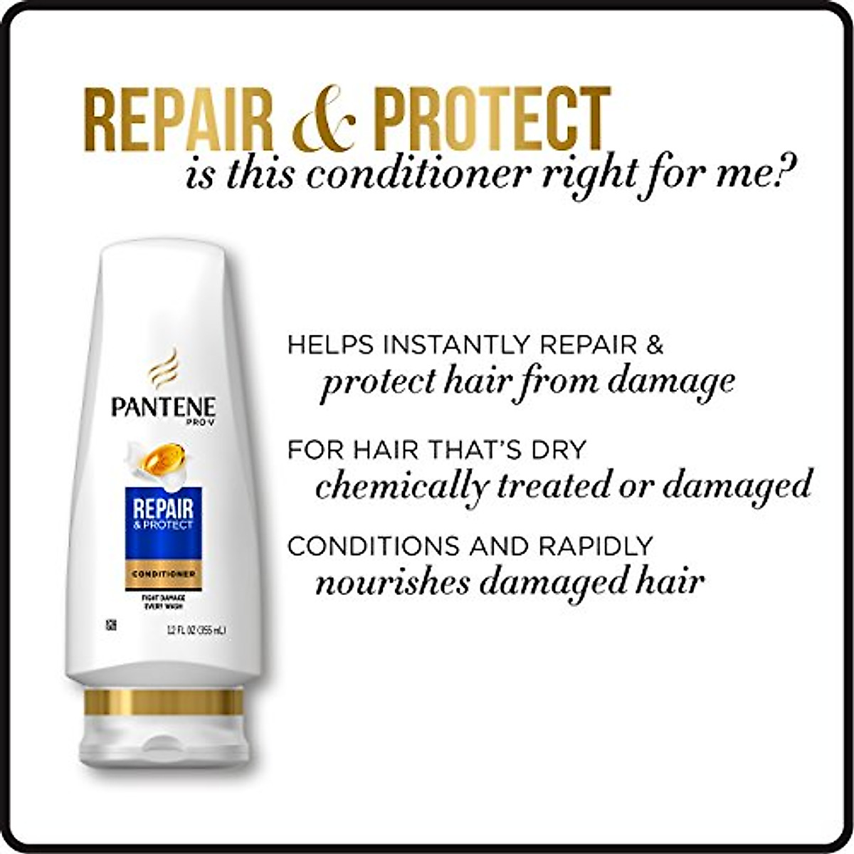 Pantene Sulfate Free Conditioner for Damaged Hair, Repair and Protect, 24 Fl Oz (Pack of 2) (Packaging May Vary)