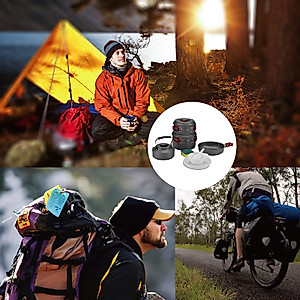 Bulin Camping Cookware Mess kit, Backpack Portable Campfire Cooking Pots Pans Kettle Set, Durable Lightweight Aluminum Cook Gear for Open Fire Hiking, Outdoor, Picnic (BPA Free Bowls, Plates)