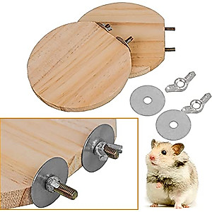 SIVEIS Hamster Natural Wooden Platform, L-Shaped Pedal Wooden Platform Pet Toy, 3 Pieces of Wooden Round Hamster Station Board and 1 Piece Stairs, Chinchilla Parrots Bird Cage Accessories