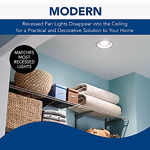 Broan-NuTone 744L Recessed Light Ventilation Fan, Selectable Speed 50-80 CFM, 0.3-2 Sones, White