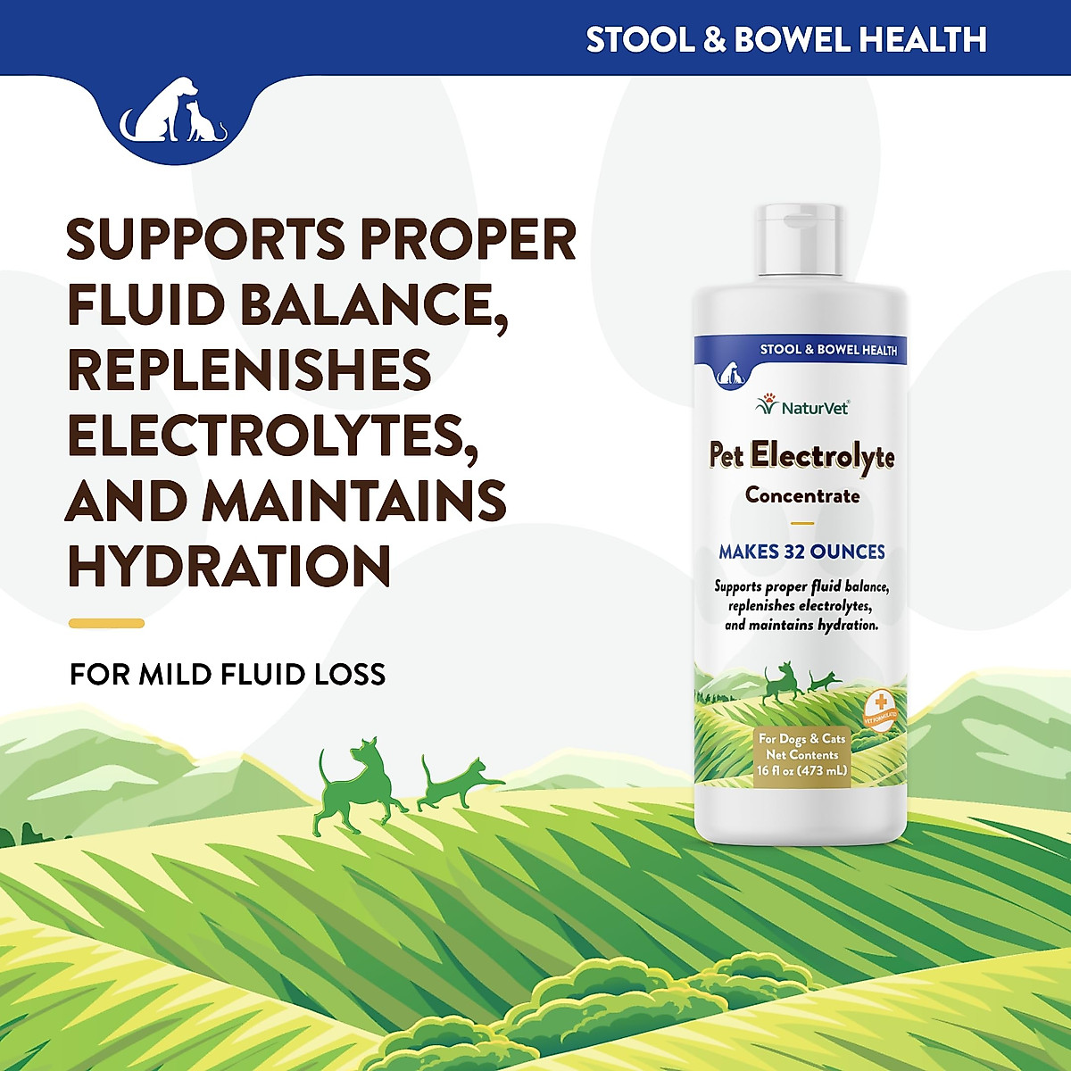 NaturVet Pet Electrolyte Concentrate for Dogs and Cats, 16 oz Liquid Concentrate, Made in The USA with Globally Source Ingredients