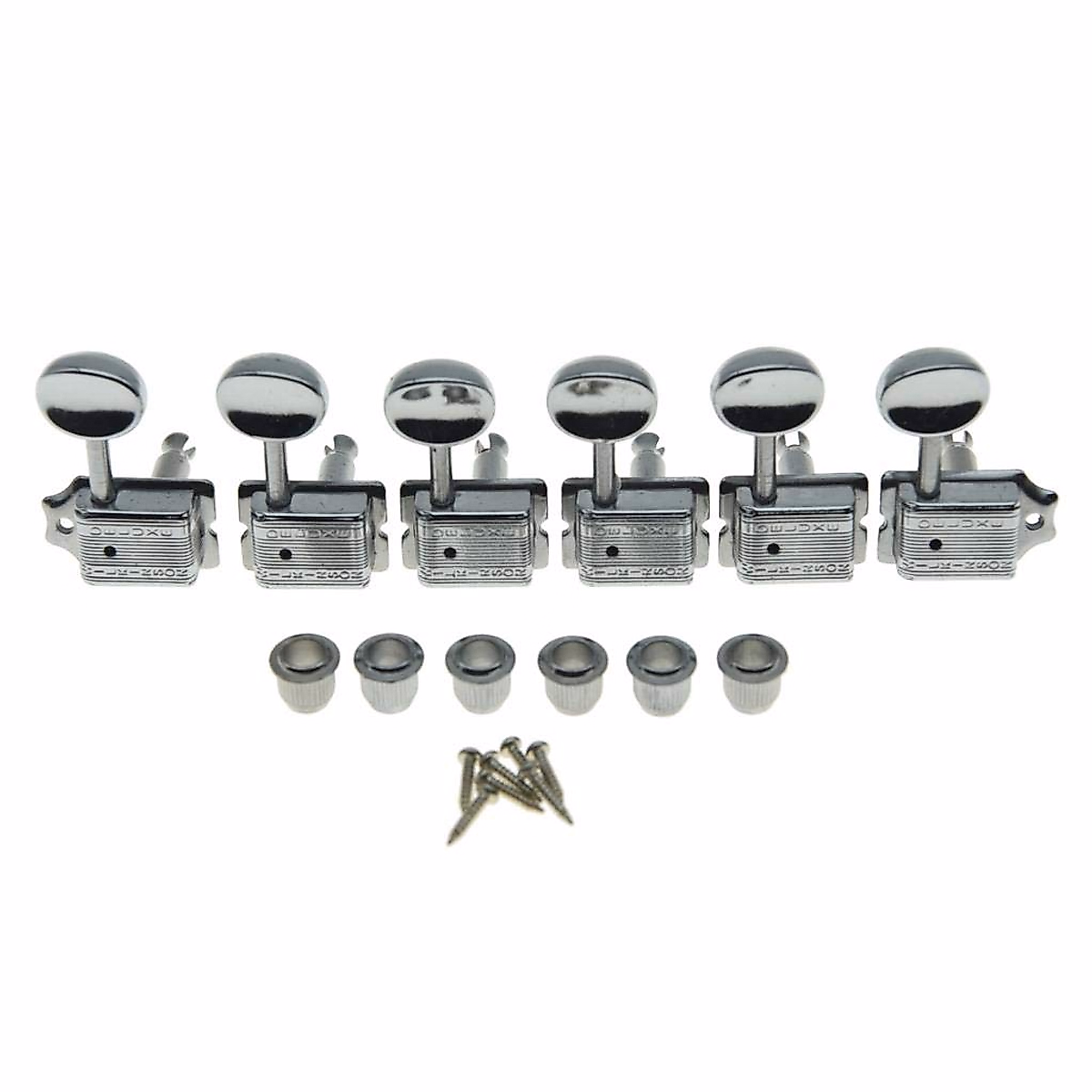 Wilkinson Deluxe 6 Inline Vintage Guitar Tuners with Split Post Guitar Tuning Keys Peg Machine Heads for Strat/Tele Guitars Chrome
