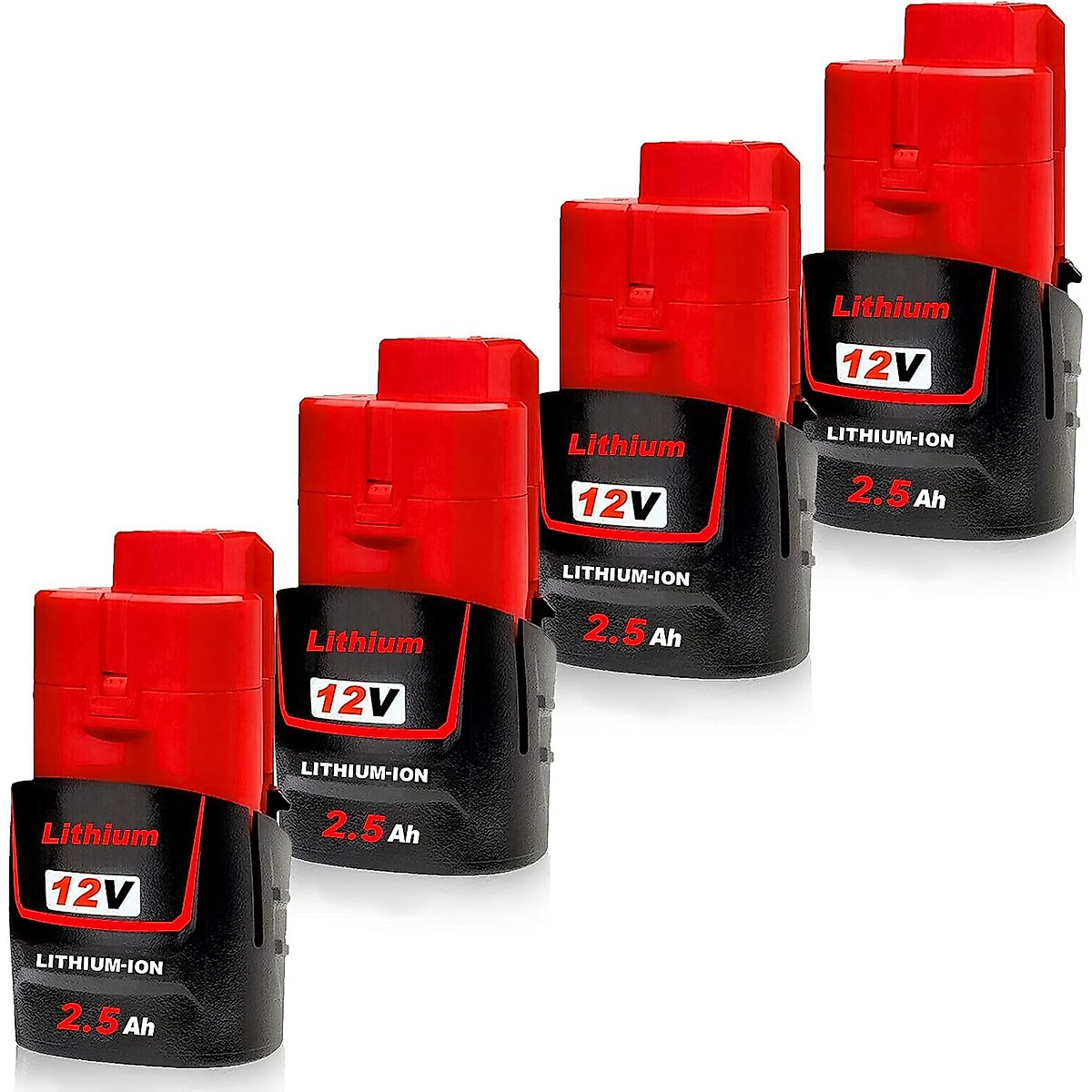 VINIDA 4packs 12V 2.5AH Replacement for Milwaukee M-12 Battery Compatible with Milwaukee 48-11-2411 48-11-2420 48-11-2401 48-11-2402 Tools