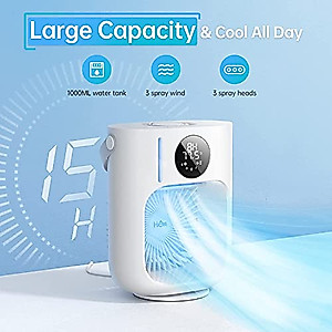 Portable Air Cooler Fan - HiAir Desktop Air Cooling Fan Evaporative Air Cooler, 3S Fast Cooling & Super Quiet, Bedroom Cooler with Large Water Capacity, Easy Use Mini Air Conditioner for Home Bedside