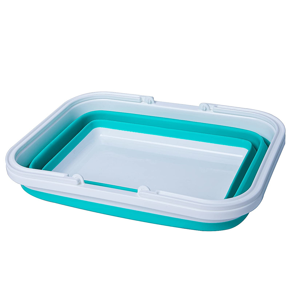 AUTODECO 2 Pack Collapsible Sink with Handle Towel, 2.37 Gal / 9L Foldable Wash Basin for Washing Dishes, Camping, Hiking and Home Gray and Blue