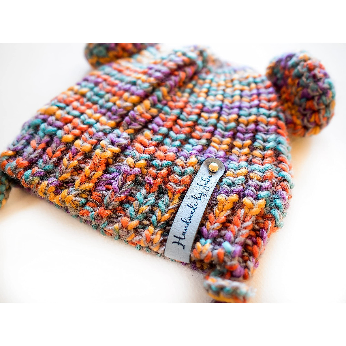 Knitting Beret Labels, Handmade Item Tags, Custom Suede Leather Tag With Rivets, Personalized long skinny Tags, Crochet Beanie Leather Label