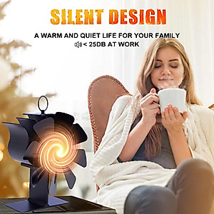 8 Blades Heat Powered Stove Fan - Eco Wood Burning Fireplace Fan Circulates Warm Air, Gas/Pellet/Wood/Log Stoves with Thermometer