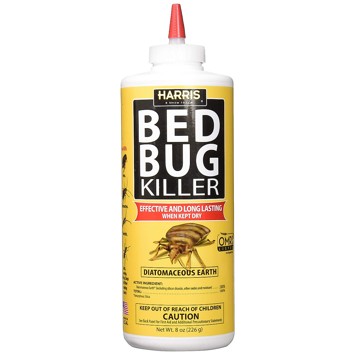 Harris HDE-8 Bed Bug Powder Diatomaceous Earth, 8oz, Yellow