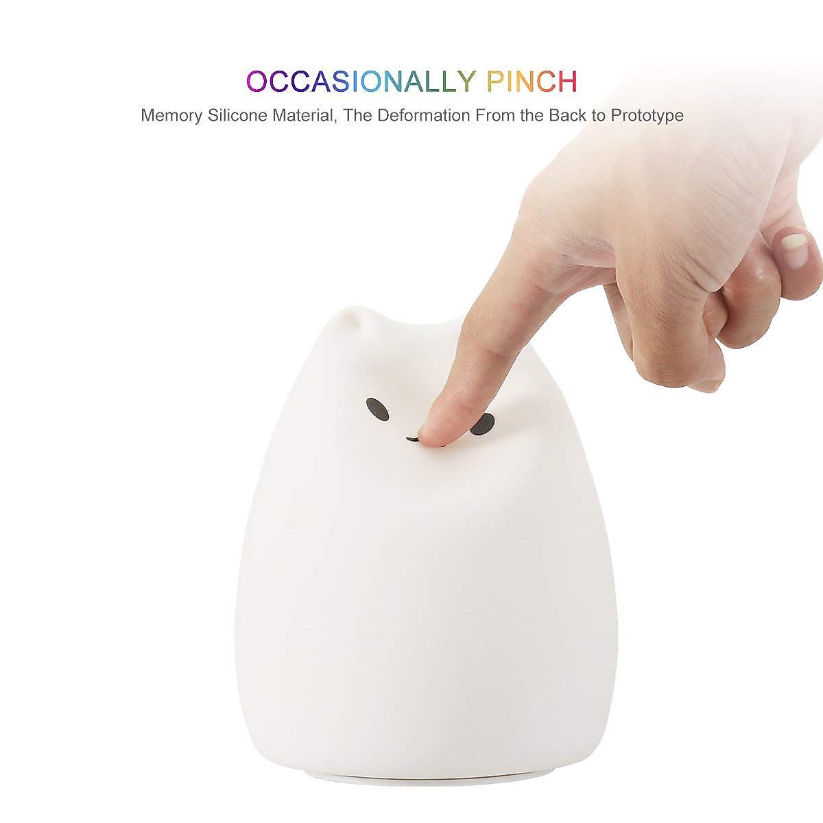 Dastling UMIRNI Cute Cat Night Light, Rechargeable Silicone LED Baby Nursery Nightlight, Color Changing Animal Lamp, Tap Sensor Control