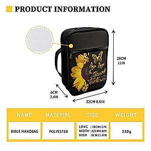 SCRAWLGOD Sunflower Butterfly Print Bible Cover Case for Women Girls Teens Scripture Bag Book Protective,Bible Tote Bag Book Cover, Bible Accessories, Christian Gifts