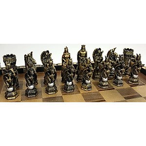 HPL King Arthur Camelot Knights Medieval Times Dragon Fantasy Chess Set W Castle Board 17"