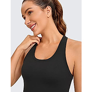 CRZ YOGA Women's Butterluxe Workout Tank Tops Racerback Tank Yoga Sleeveless Top Camisole Athletic Gym Shirt Black Large