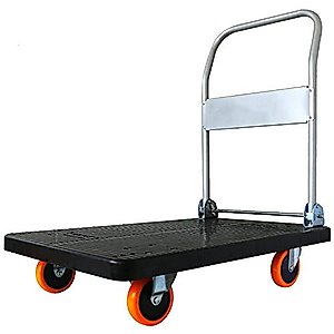 Teerwere Portable Folding Handcart Folding Push Cart Dolly Moving Platform Hand Truck for Easy Storage Multi Function Folding Handcart (Color : Black, Size : 90X60CM)