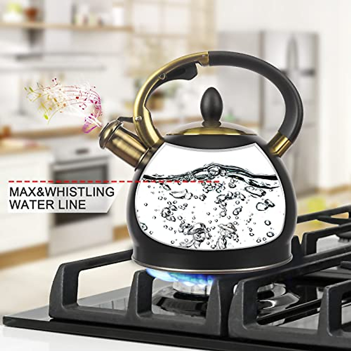 3Quart Whistling Tea Kettle Classic Teapot Stainless Steel Teakettle with Cool Grip for Stovetop