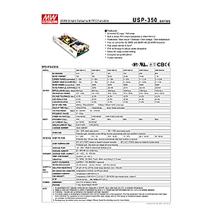 MW Mean Well USP-350-24 24V 14.6A U-bracket Switching Power Supplies