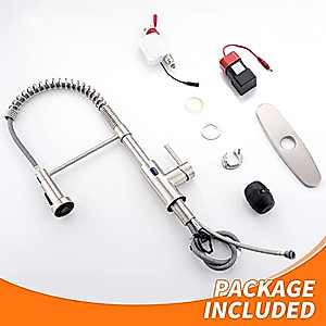 OWOFAN Touchless Kitchen Faucet with Pull Down Sprayer LED Light Single Handle Kitchen Sink Faucet Motion Sensor Smart Hands-Free, Stainless Steel Brushed Nickel 1080SN