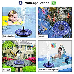 Viajero 2022 4W Solar Fountain with 3000mAh Battery, Latest Upgraded Fix Floating Waterlevel Switch Solar Powered Water Pump for Bird Bath Birdbaths Garden Backyard Pond Pool Outdoor