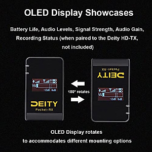 Deity Pocket Wireless Microphone System (Pocket TX + Pocket RX) OLED Display 3.5 mm Audio Input Compatible with DSLR Cameras, camcorders, Android Smartphones, Laptop, PC Black