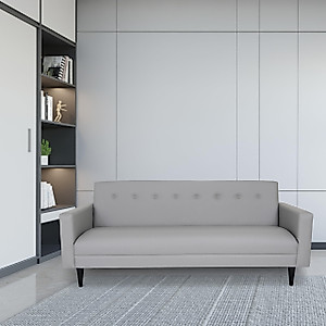 Coast to Coast Sofas Bronx Grey Faux Leather Sofa, Modern 3-Seater Sofas Couches for Living Room, Bedroom, Office, and Apartment with Solid Wood Frame