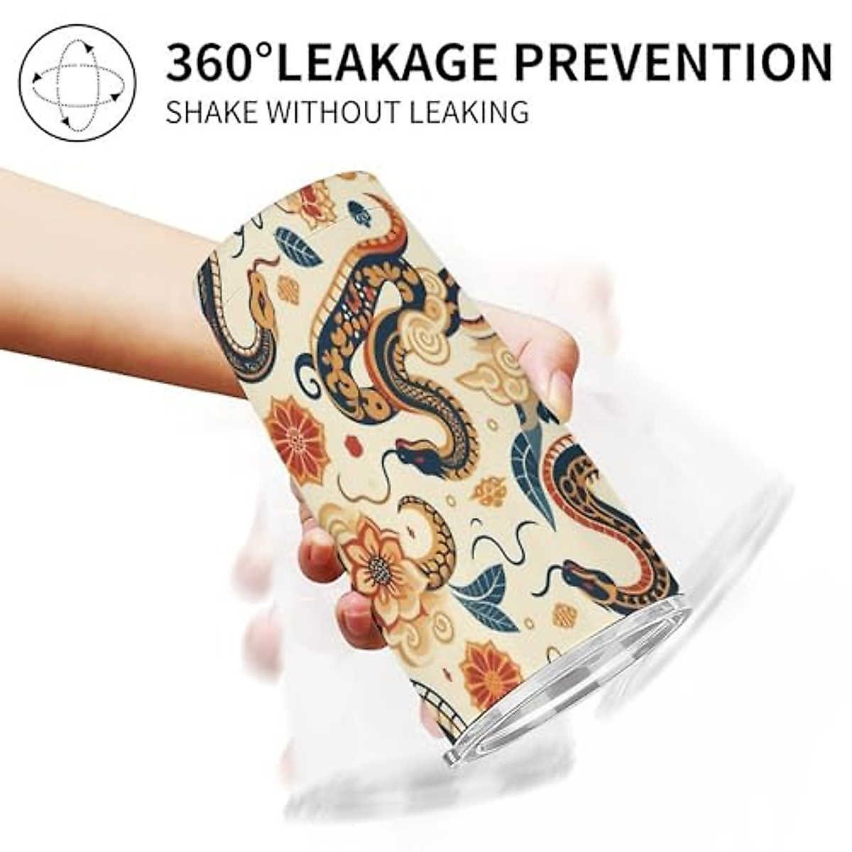 20oz Chinese Style Snake Pattern Tumbler Stainless Steel, Vacuum Insulated Tumbler with Lid And Straw Unique Coffee Mug Travel Mug Gifts for Women Men