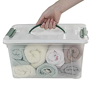 Saedy 14 Quart Latching Box, Great Funtionality Plastic Storage Bin with Lid, Clear Transparent Box with Handles