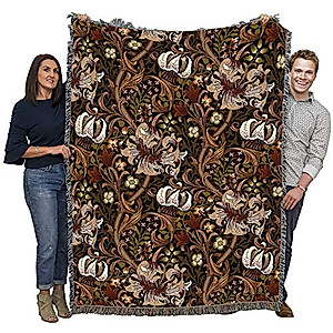 Pure Country Weavers William Morris Golden Lily Sienna Blanket - Arts & Crafts - Gift Tapestry Throw Woven from Cotton - Made in The USA (72x54)