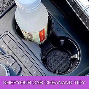 UGSHY Pack of 4 Car Cup Holder, Non-Slip Recessed Car Interior Accessories, Silicone Car Coasters, Universal for Most Car (Black #Arrow)