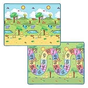 Eckhert Kids playmat Double Side - Large 59.05x78.74x0.4 Inches - Safari Fun