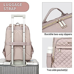 EMPSIGN 15.6 Inch Laptop Backpack,Stylish Waterproof Travel Bag,Business Work Backpack with USB Charging Port,Casual Daypack College Computer Backpack for Women Mauve