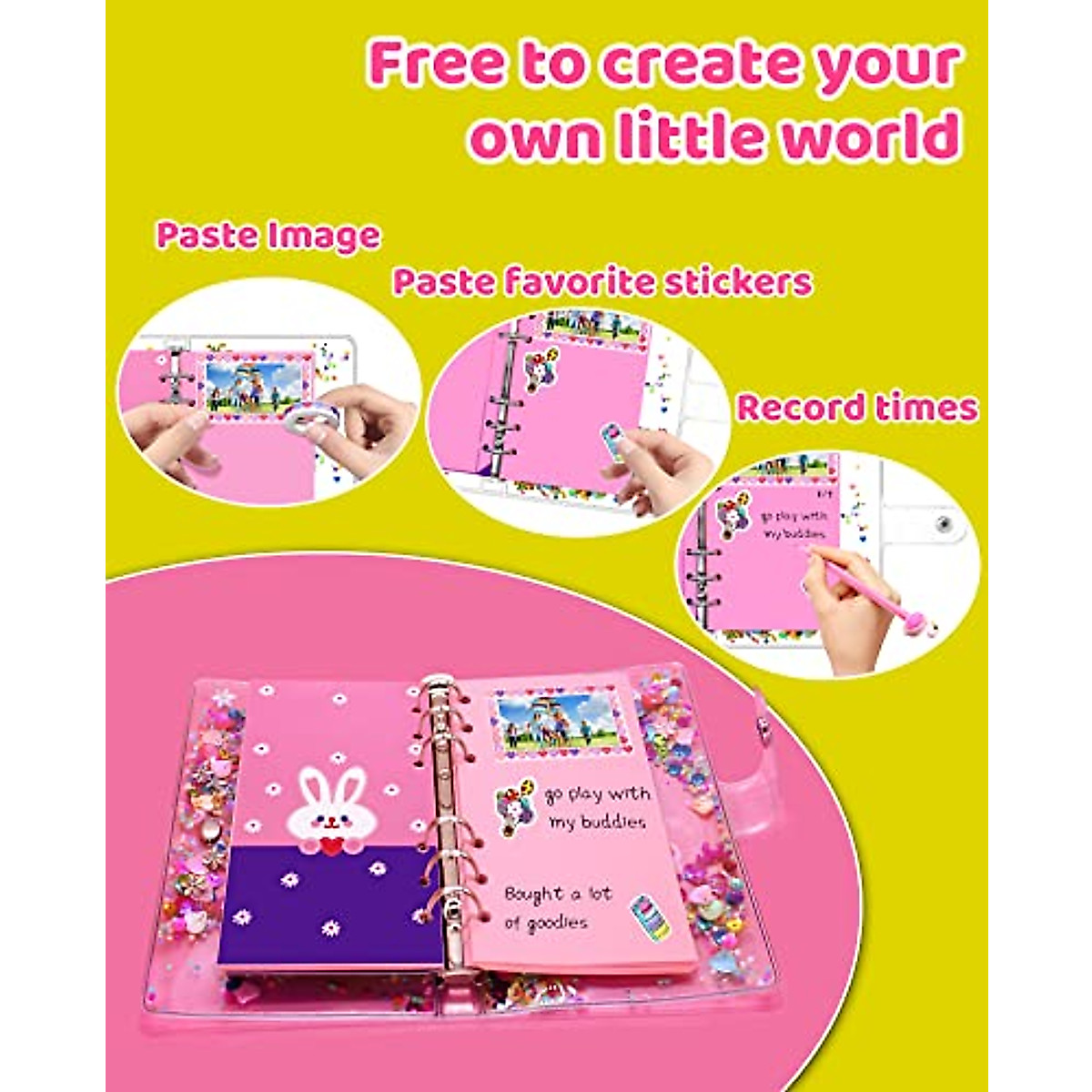 DIY Journal Kit for Girls, 6 7 8 9 10 11 12 13 Year Old Girl Gift Ideas, Birthday Gifts for Girls Age 6-13 Years Old and Up, Kids Scrapbooking Kit for Girls