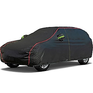 AUQDD 6-Layers PEVA New Material Sedan SUV Full Padded Car Cover Waterproof All Weather Weatherproof UV Sun Protection Snow Dust Storm Resistant Outdoor Exterior Custom Form-Fit Straps 214"-232" Black