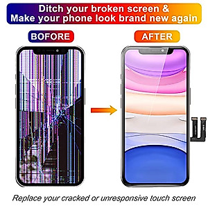 Premium for iPhone 11 Screen Replacement 6.1' 3D Touch Screen Repair kit (Model A2111, A2223, A2221) Digitizer Display Assembly With Back Plate, Waterproof Adhesive, Tempered Glass, Tools, Instruction