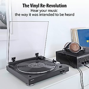 Denon DP-29F Fully Automatic Record Player, Analog Turntable with Built-in RIAA Phono Equalizer, Unique Automated Tonearm Design, Manual Lifter Mechanism, Rigid Diecast Aluminum for Stability