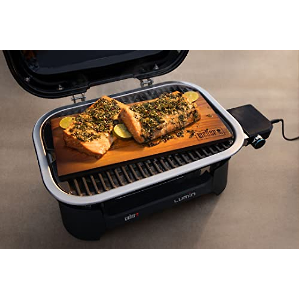 Weber Lumin Compact Outdoor Electric Barbecue Grill, Light Green - Great Small Spaces such as Patios, Balconies, and Decks, Portable and Convenient