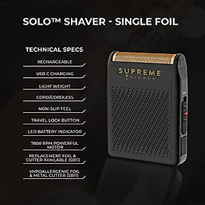 SUPREME TRIMMER Foil Shaver STF101 (150 Min Runtime) & Replacement Cutters SB11 | Solo - Black