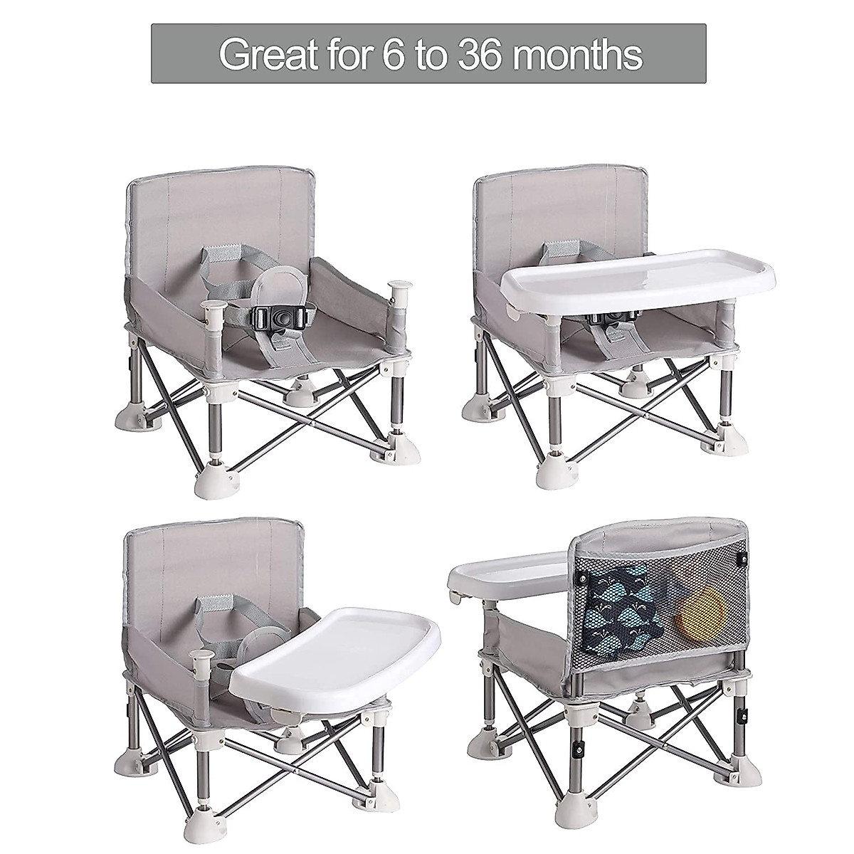 PandaEar Portable Baby Seat Travel & 3 Pack Waterproof Silicone Baby Bibs