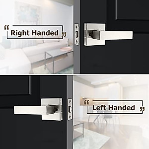 Azdele Front Door Handle Set, Entry Door Handle Set with Door Lever Reversible for Right and Left Handed Doors, Single Cylinder Exterior Door Handleset with Lower Half Lever, Satin Nickel