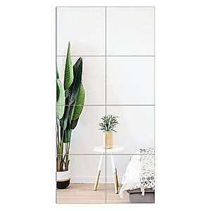 SHSYCER Full Length Acrylic Mirror Tiles 8 Pcs 12"x12", Toddler Mirror Unbreakable Non Glass Safety Frameless Preschool Mirrors for Classroom - Home Gym 12x12 Mirrors Squares for Closet Door Bedroom