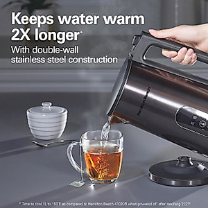 Hamilton Beach Digital Temperature Control Electric Tea Kettle, Hot Water Boiler & Heater 1.7L, 5 Preset Modes + Keep Warm, Fast Boil 1500 Watts, BPA Free, Double Wall Construction, Black (40851)