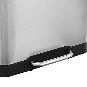 SONGMICS Trash Can, 12-Gallon Pedal Garbage Can, Stainless Steel Step Bin, Plastic Inner Bucket and Lid, Soft Closure, Fingerprint Proof, for Kitchen, Living Room, Silver ULTB007E01
