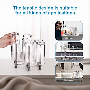 MRT Retractable Cup Drying Rack, Retractable Drying Rack and Sports Bottle Drainer Stand, Plastic Bag Drying Rack and Mug Tree with Antiskid Bottom for Kitchen Countertop(Gray)